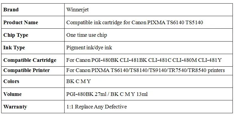 Winnerjet 5 комплектов совместимый PGI-480 CLI-481 PGI480 чернильные ...