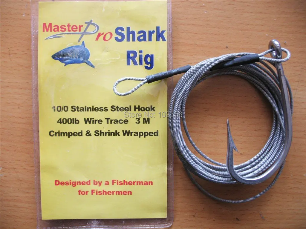 2XPremium Quality Fisherman Designed Shark Rig 10/0 S/S Hook 300lb Long ...