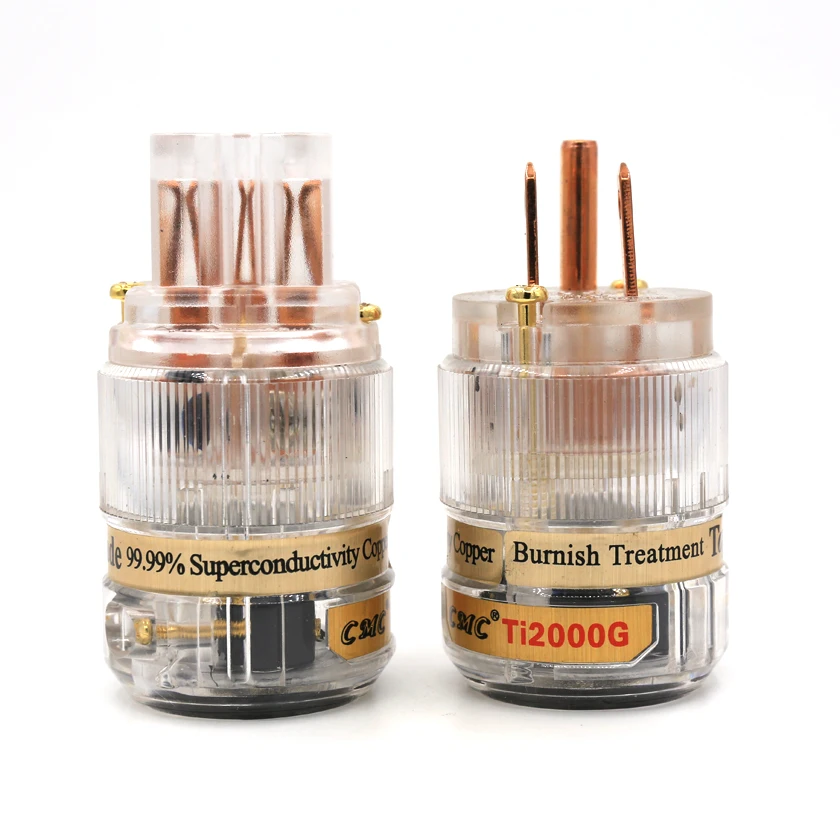 One pair CMC Ti2000M Pure Red Copper US version AC power plug IEC plug ...