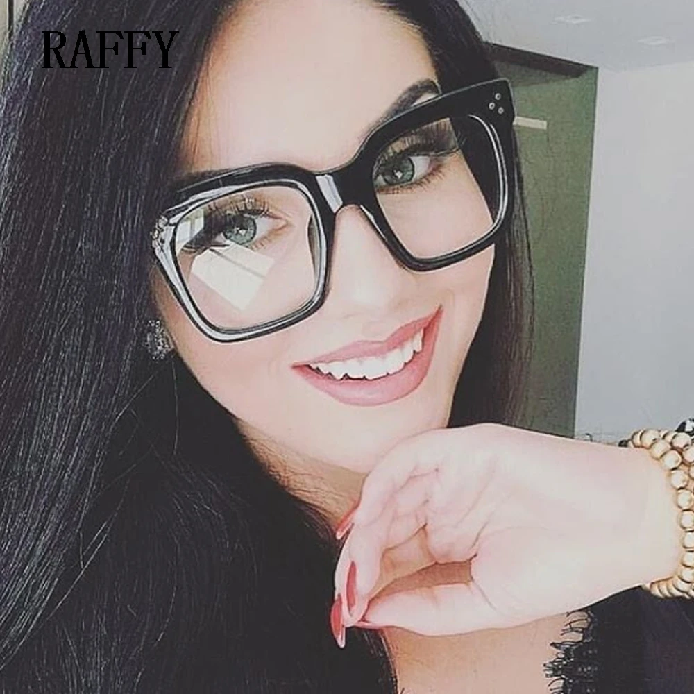Big Square Eyeglasses Frame Eyewear Black Vintage Rivet Optical Frame Big Square Eyeglasses Frame Eyewear Black Vintage Rivet Optical Frame