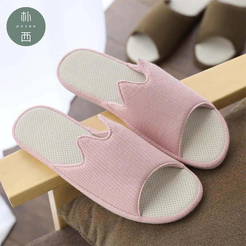 Posee 코 튼 린 넨 샌들 실내 패션 편안한 슬리퍼 여름 오픈 발가락 여자 캐주얼 실내 홈 슬리퍼 여성 09019슬리퍼