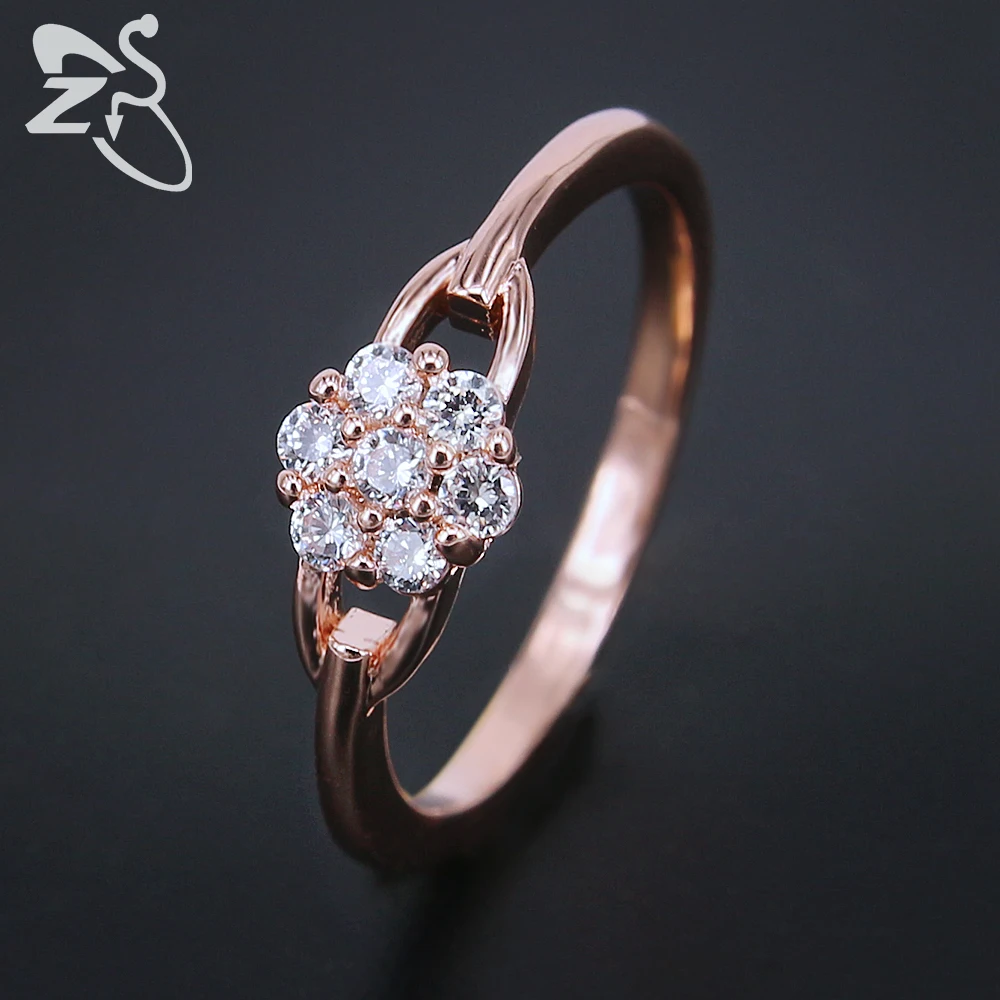 ZS Simple Design Plum Flower Rings Rose Gold Color Engagement Ring ...