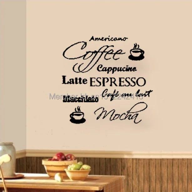 Coffee Cafe Cappucino Latte Mocha Wall Decals Vinyl Stickers Home Decor ...