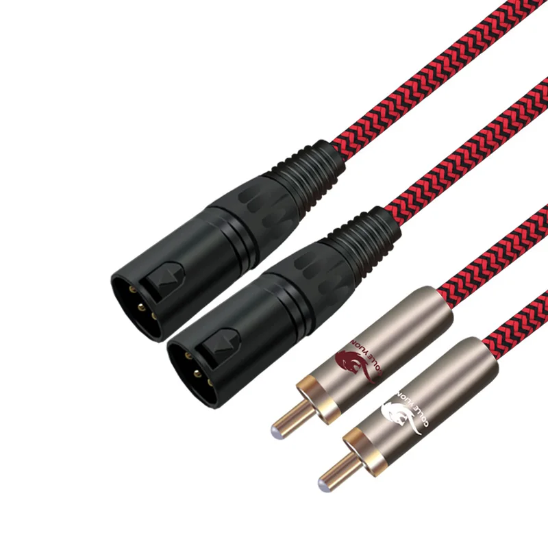 2 RCA to 2 XLR 3 Pin Hifi OFC Audio Cable for AMP Soundbox Dual XLR to ...