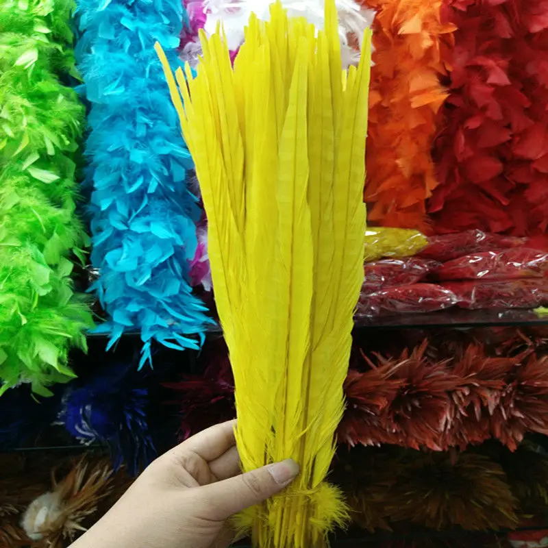 Hot 100pcs/lots yellow Bleached and Dyed 55 60cm/22 24inches copper ...