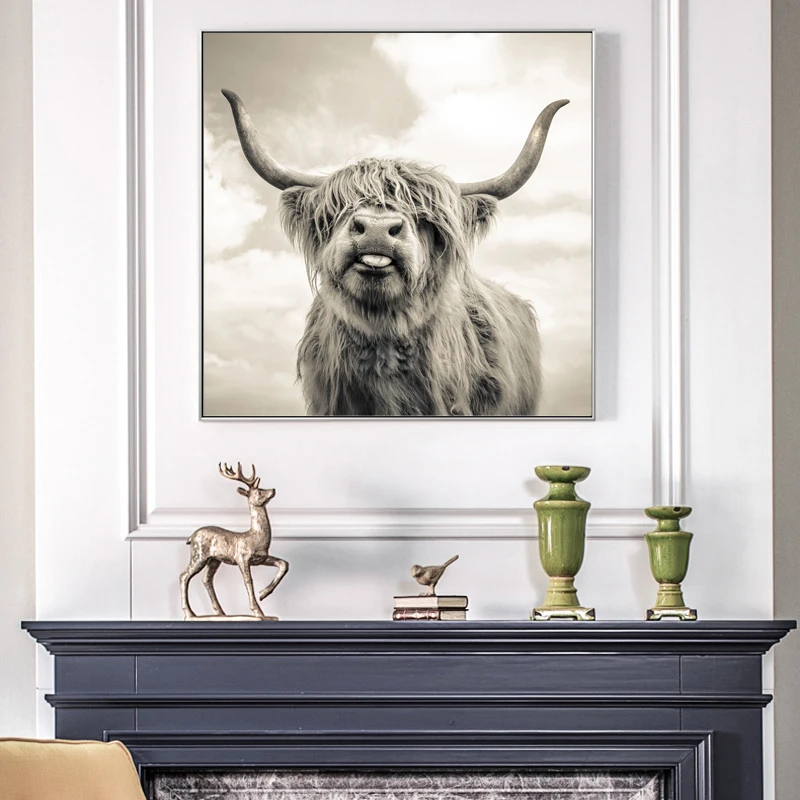 70x70cm Modern Animal Posters and Prints Wall Art Canvas Painting Cute ...