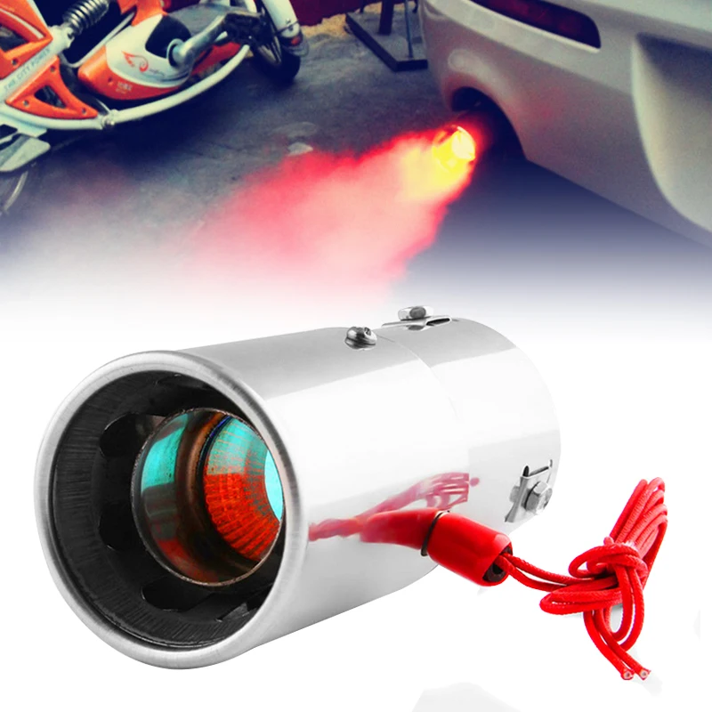 Universal Car Straight Spitfire Flaming Led Red Light Exhaust Pipe ...