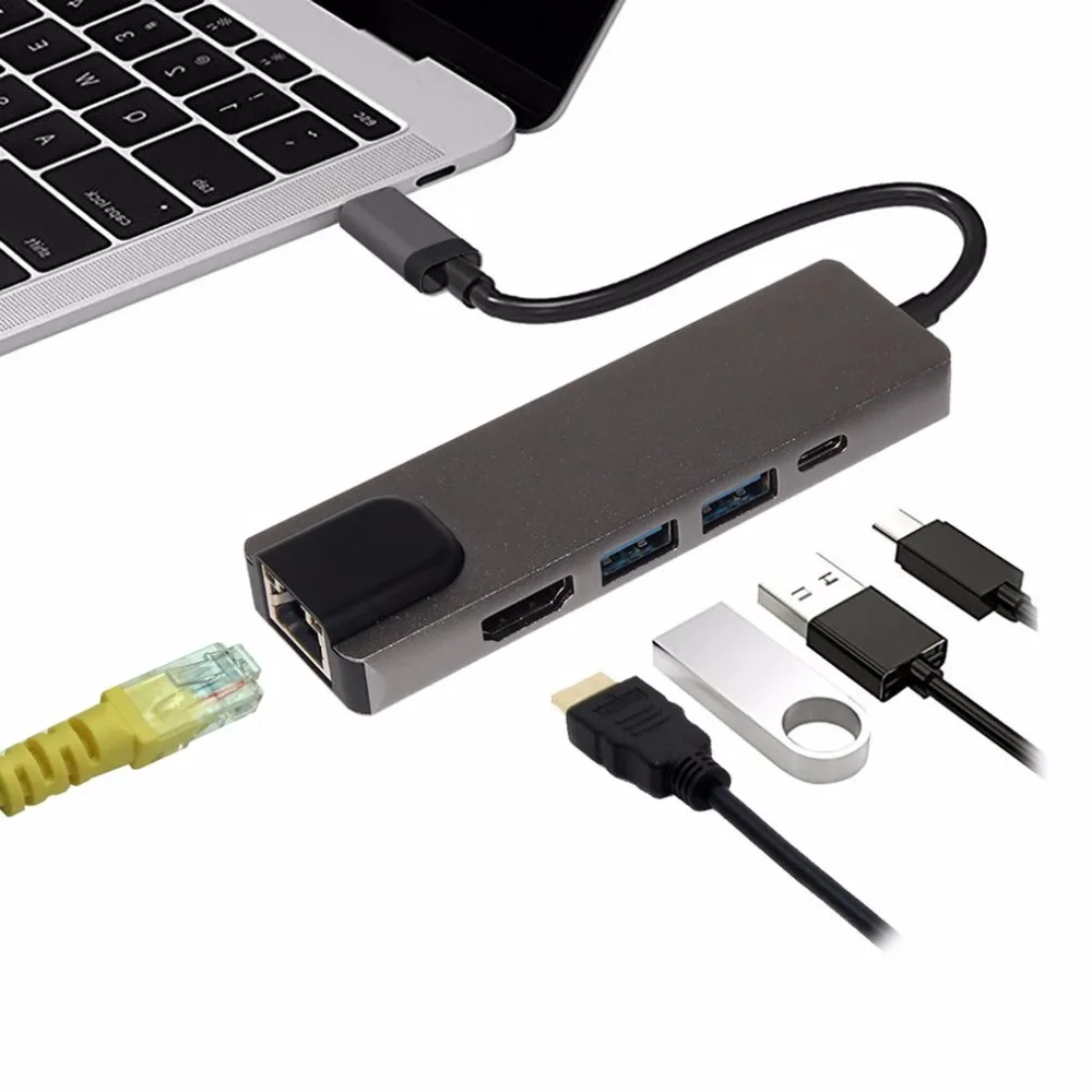 5 In 1 USB C Adapter With 4K HDMI Port 2 USB 3 0 Ports SD Micro SD 5 In 1 USB C Adapter With 4K HDMI Port 2 USB 3 0 Ports SD Micro SD