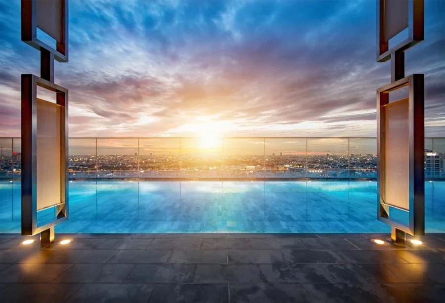 Laeacco Summer Balcony Swimming Pool Sunshine Scene Baby Children ...