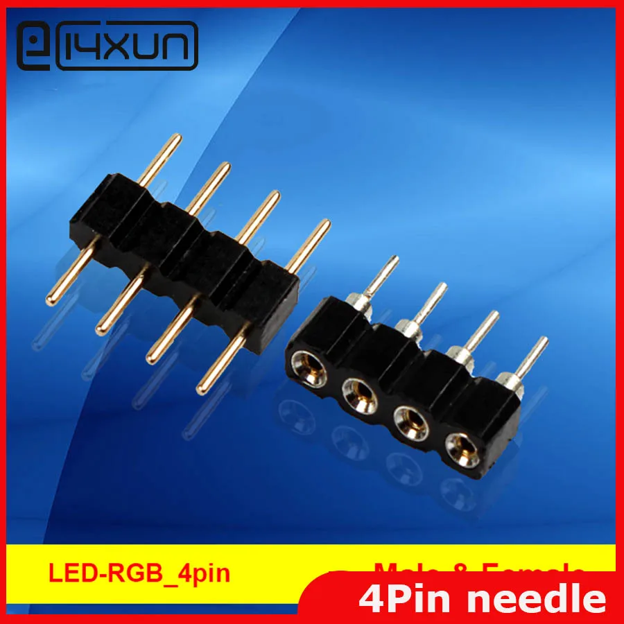 1000pcs/lot 4 pin led connector, male,female needle type double 4pin ...