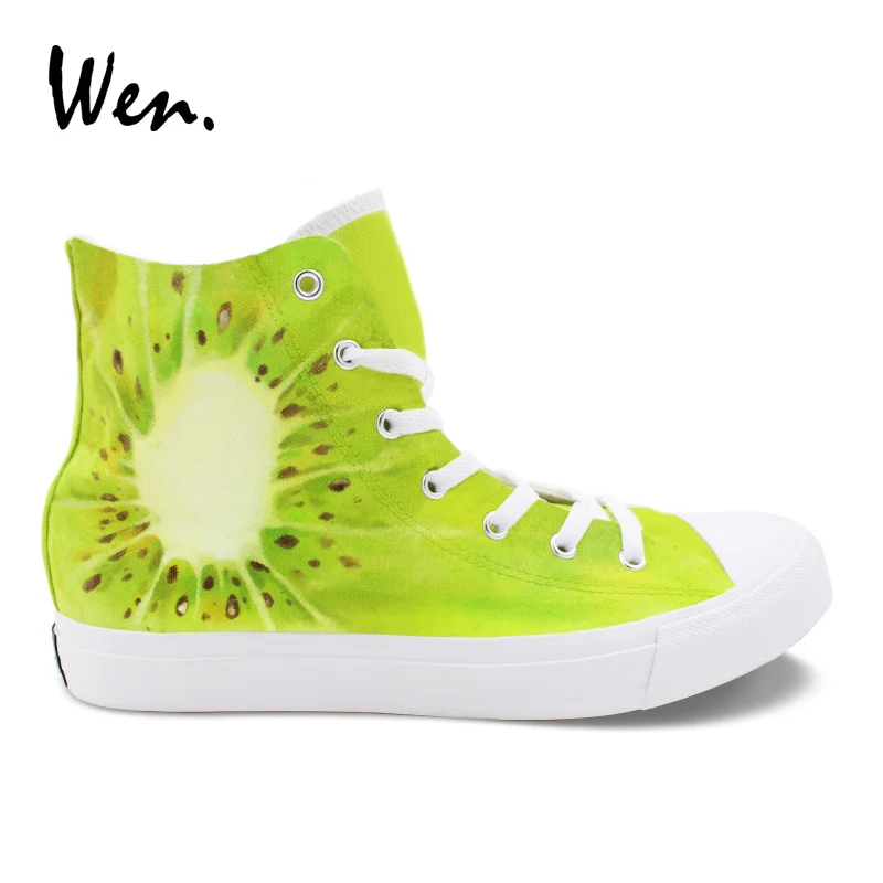 Wen Design Hand Painted Original Shoes Kiwi Fruit High Top Men Women's ...