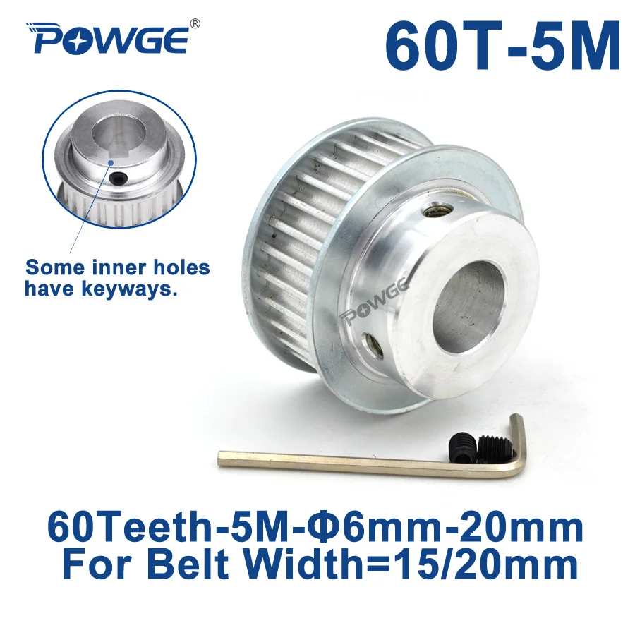 POWGE 60 Teeth 5M Synchronous Pulley keyway Bore 12/14/15/16/17/19/20 ...