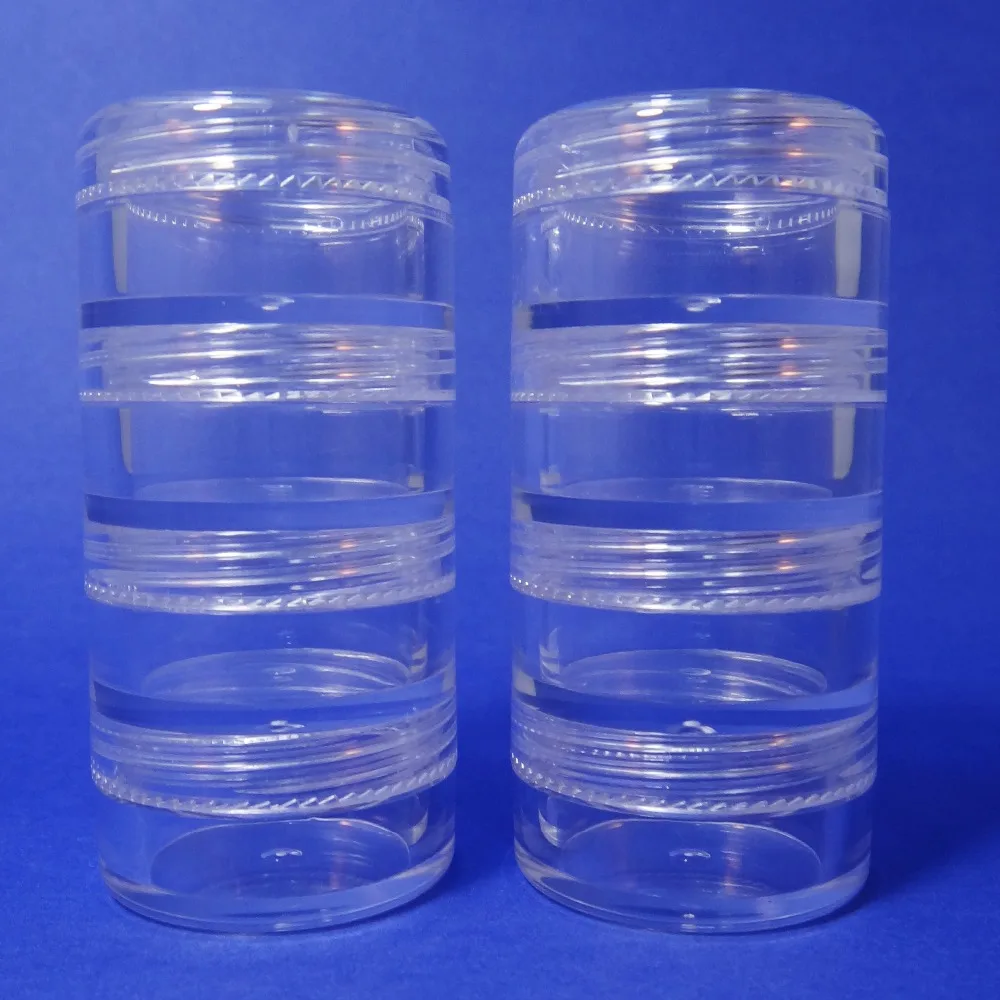 80 set 4 Stacked Storage Container Mini Clear Plastic Jar Travel Sample ...