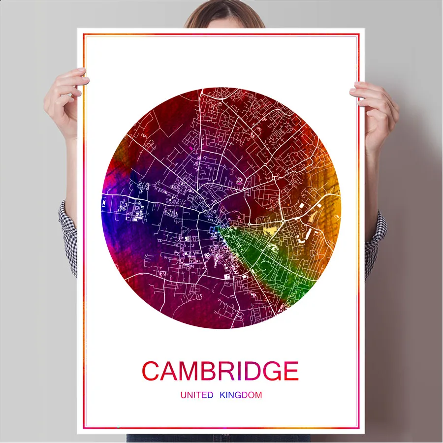 World Famous City Map CAMBRIDGE UK Print Poster Print on Paper or ...