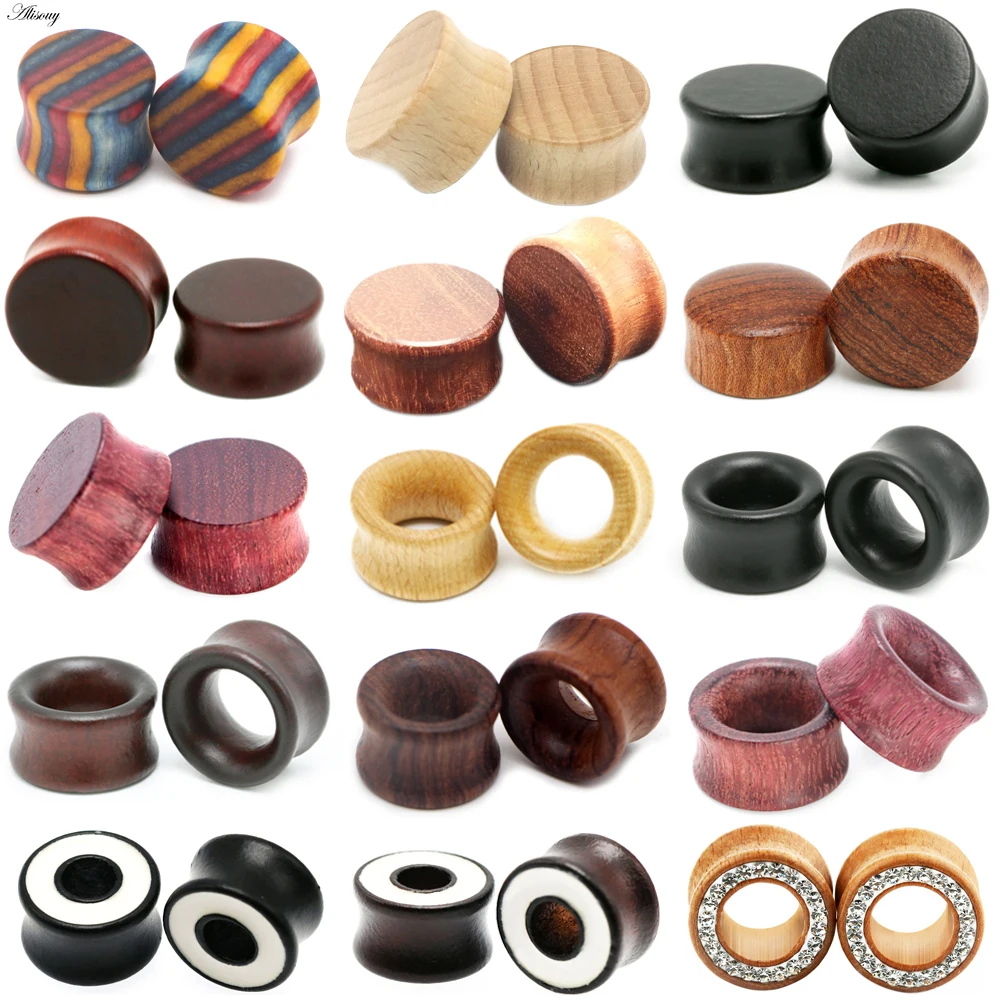 Dilatador de Oreja de Madera para Hombre y Mujer, Piercing para Oídos ...