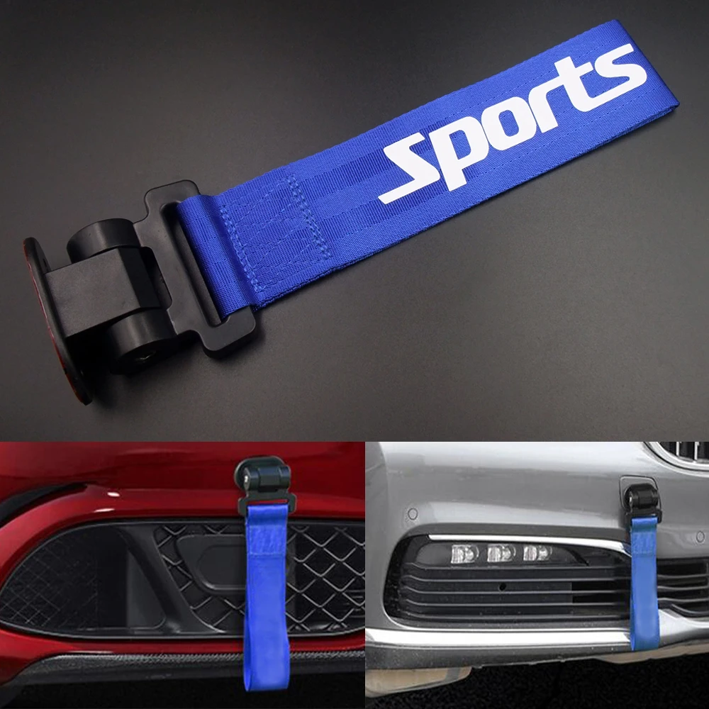 Blue Universal Car Auto Racing Sports Style Tow Towing Rope Hook Strap