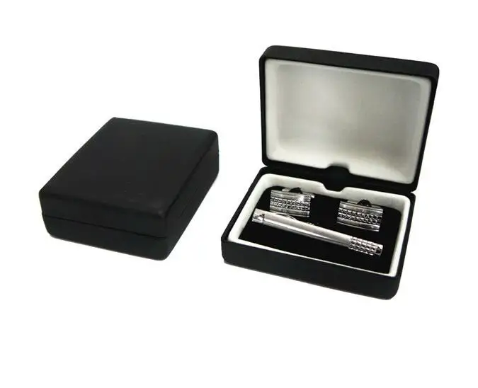 High-Quality-Classic-PU-Leather-Tie-Clip-Box-Cufflinks-Tie-Clip-Gift ...