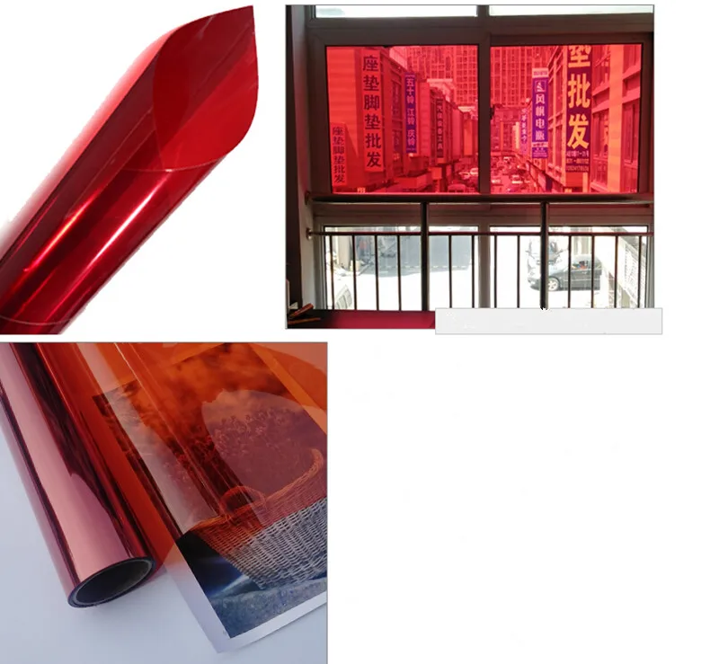 50cmx3m Building glass Red Decorative Solar window film tint|window ...