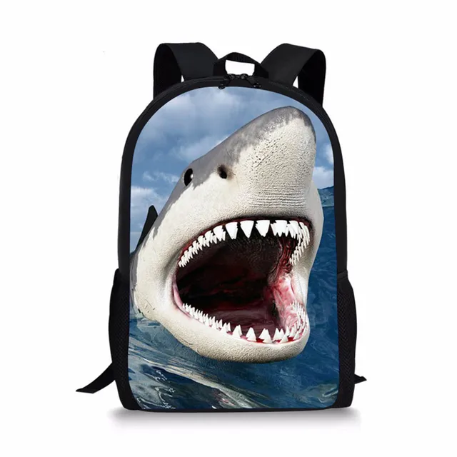 FORUDESIGNS Cool Printing Shark Attack Backpacks Set for School ...
