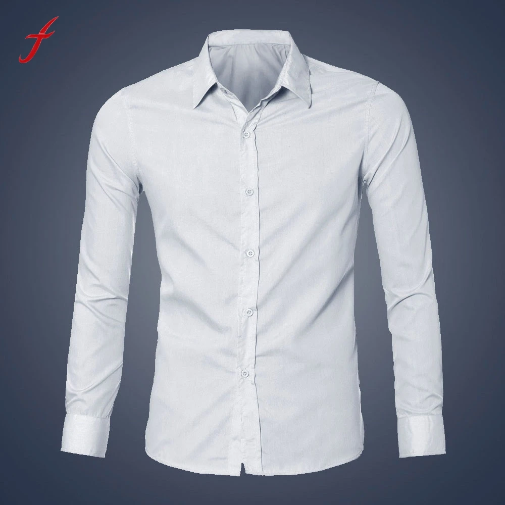 Luxury Charming Men Office Work Shirt Long Sleeve Slim Fit Shirt Spring ...