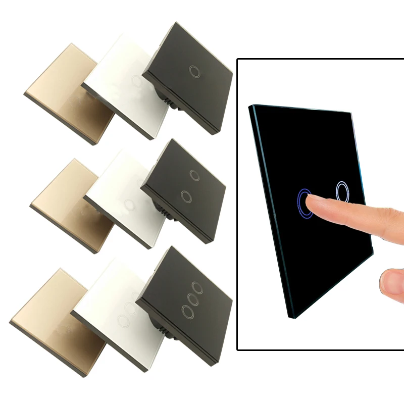 1pc Touch Switch EU/UK Standard Crystal Glass Panel Touch Switch ...