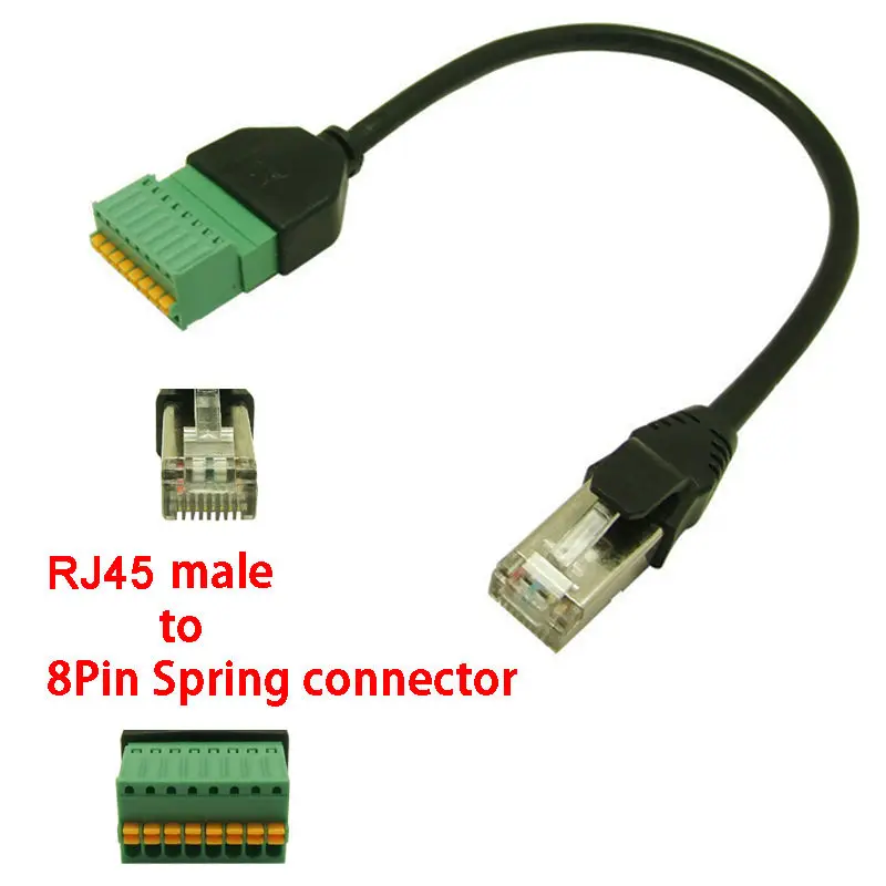5pcs Rj45 cable RJ45 Ethernet Male TO 8 Pin AV Terminal Spring Adapter ...