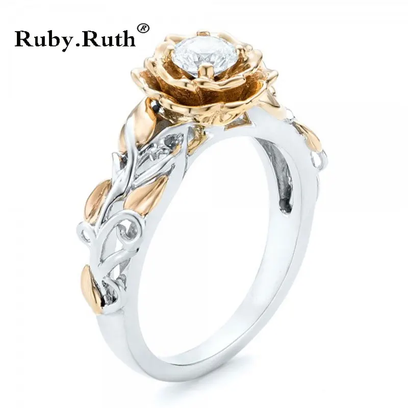 Anillo de cristales de Color oro rosa, anillo de flores, anillos de ...