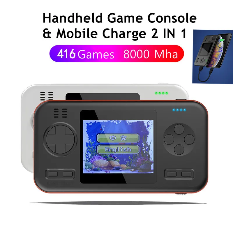 Portable Video Game Console & Power Bank 2 In 1 With 416 8bit Games ...