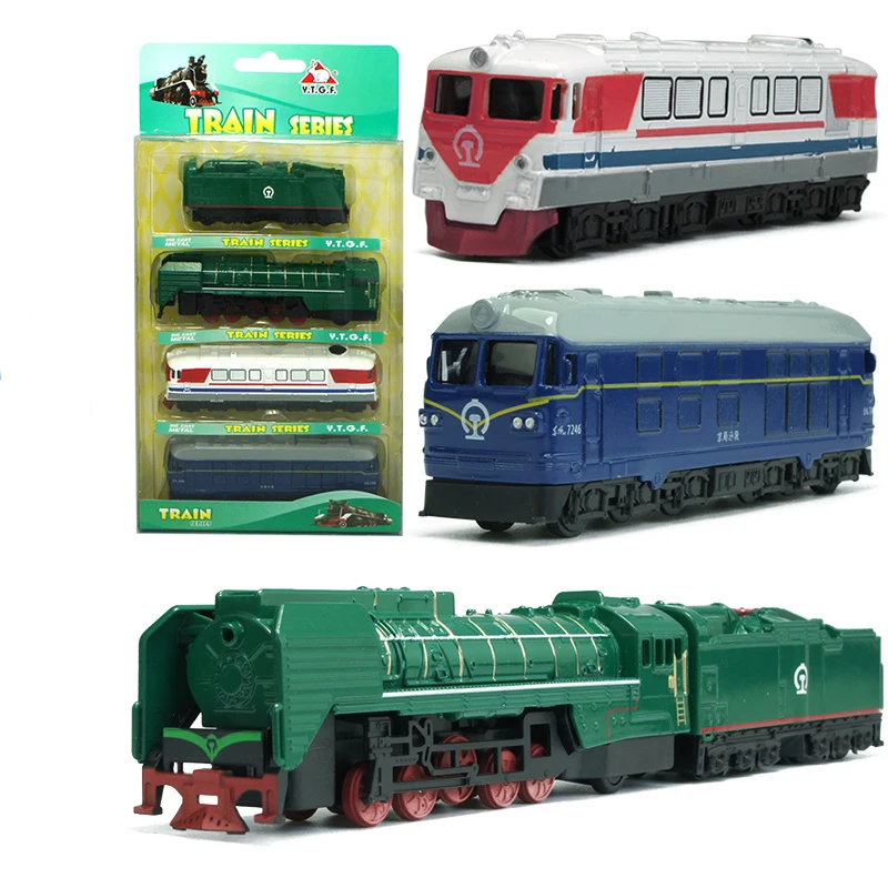 Model Kit Set Pull Back metal Steam Train Series Train Kids Toy 1/64 ...