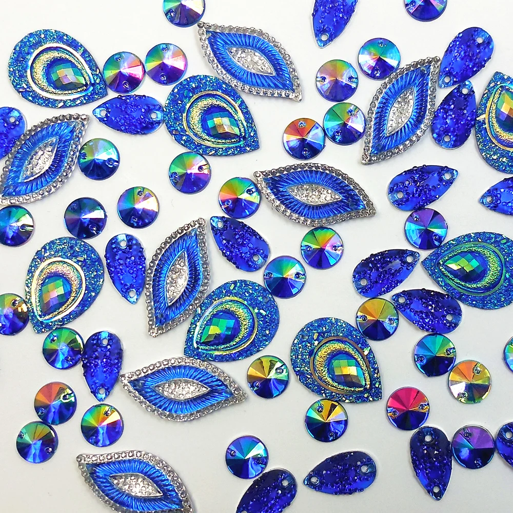 Aliexpress.com : Buy FIne Mix mixed Shape Royal Blue Sew On diy Acrylic ...