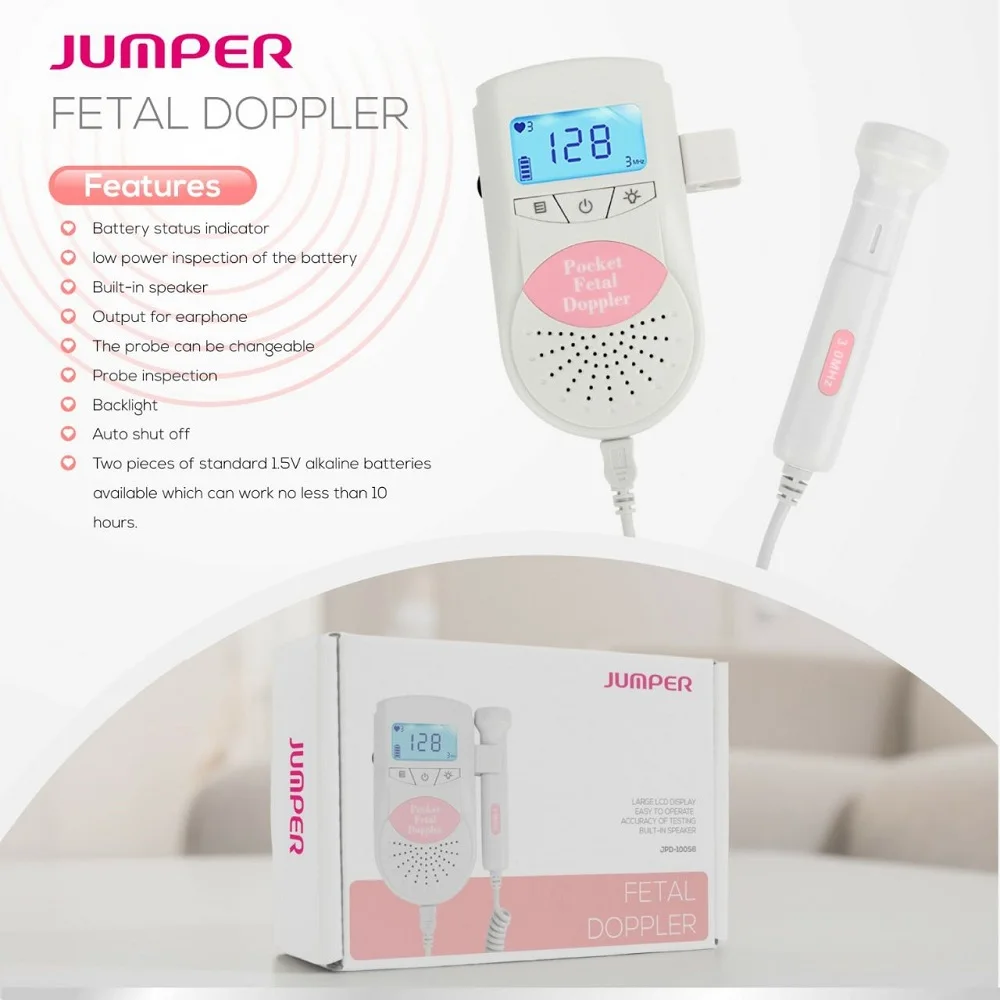 JUMPER Fetal Doppler Ultrasound Baby Heartbeat Detector Home Pregnant ...