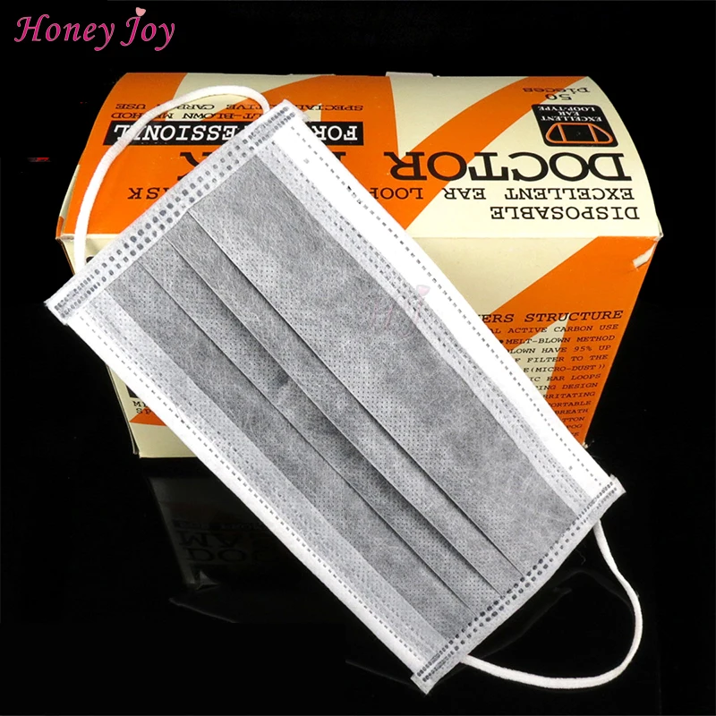 50PCS Disposable Activated Carbon Masks Four Layers Dustproof Antivirus ...