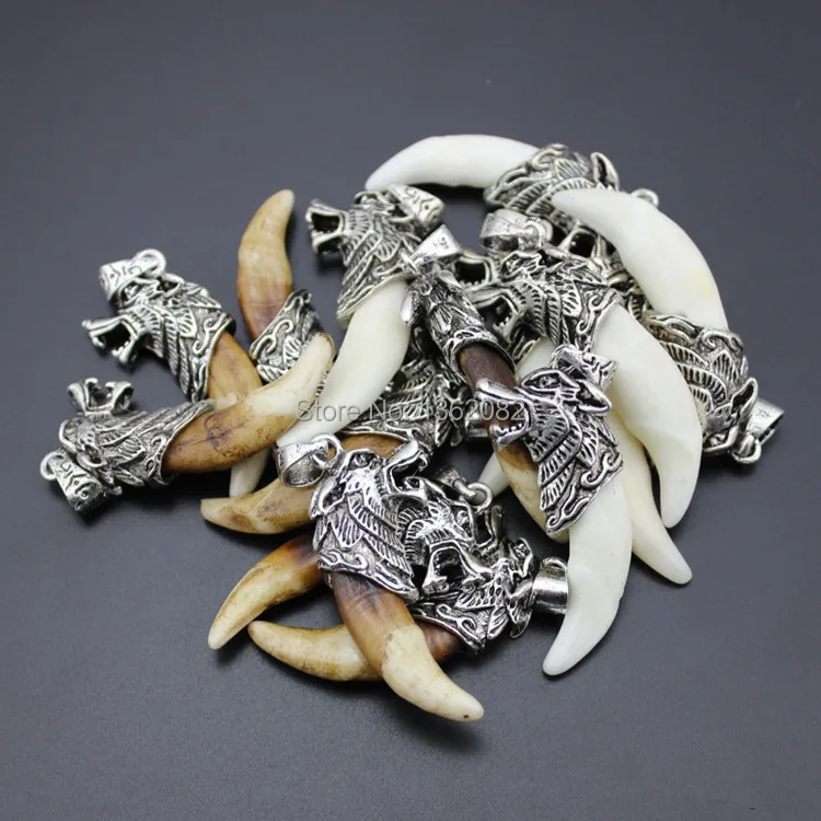 Hot-Wholesale-lot-10pcs-Cool-Boy-Men-s-Amulet-Real-Natural-Fangs-Wolf ...
