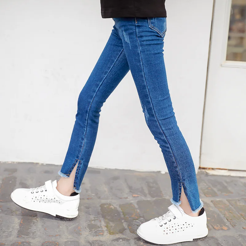 autumn kids girls jeans split fork flared ankle length casual girl long ...