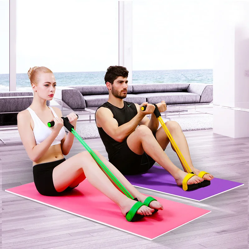 Leg Spring Exerciser Fitness with Handle Resistance Band Resistance ...