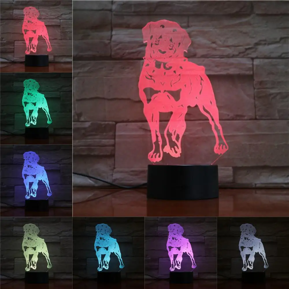 Golden Retriever Dog 3D Lamp Illusion Animal Night Light LED Bulb ...
