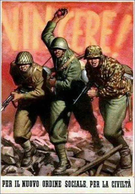 Italy Battle Soldiers Politics WW2 Italian Vintage Poster propaganda ...