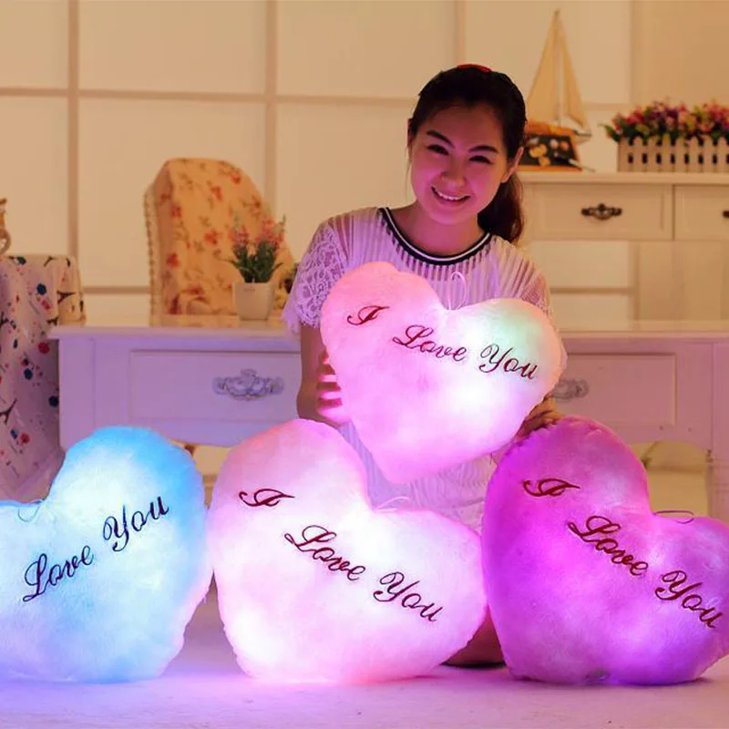 1pcst Plush Heart Pillow Color Change Luminous Pillow Flashing LED ...