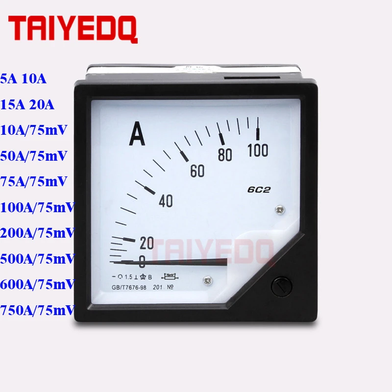 Dc Meter 6c2 Analog Panel Ammeter Amp Ampere Current Meter Gauge 6c2-a ...