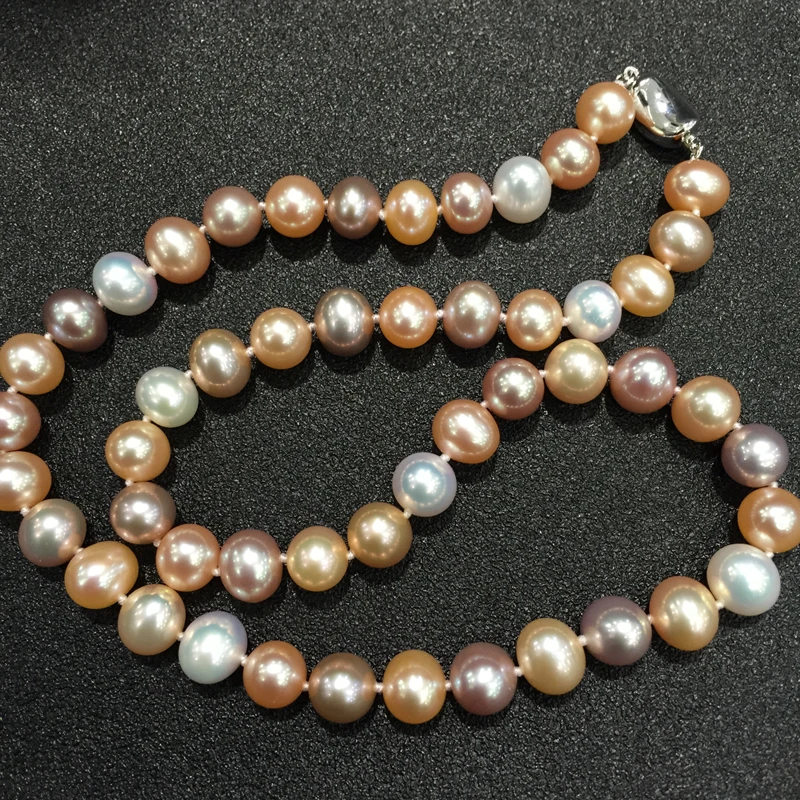 8 9mm Natural Freshwater Pearl Necklace Multi Color Nearround Flawless