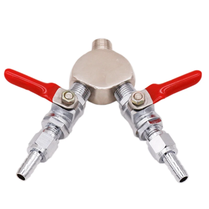 2 Way Co2 Splitter With 5/16" Shutoffs Draft Beer Gas Distributor ...
