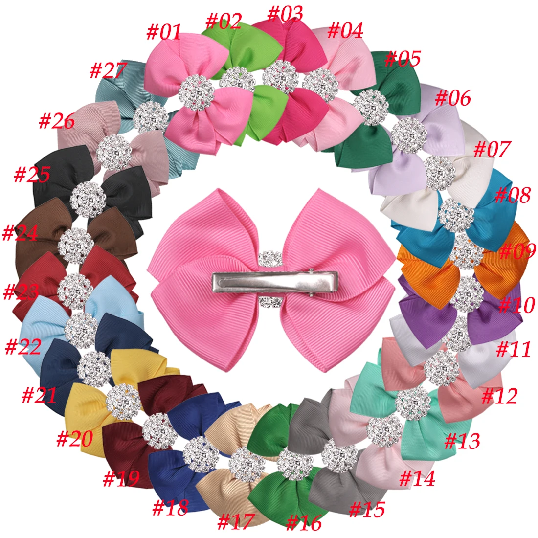 27pcs/lot 3.5inch Kids Hair Ribbons Diamond Princess Hair Bows Clip ...
