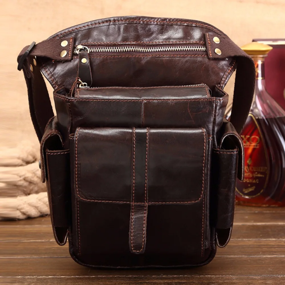 Genuine Leather Riding Motorcycle Waist Pack Bag Belt Bum Sling ...