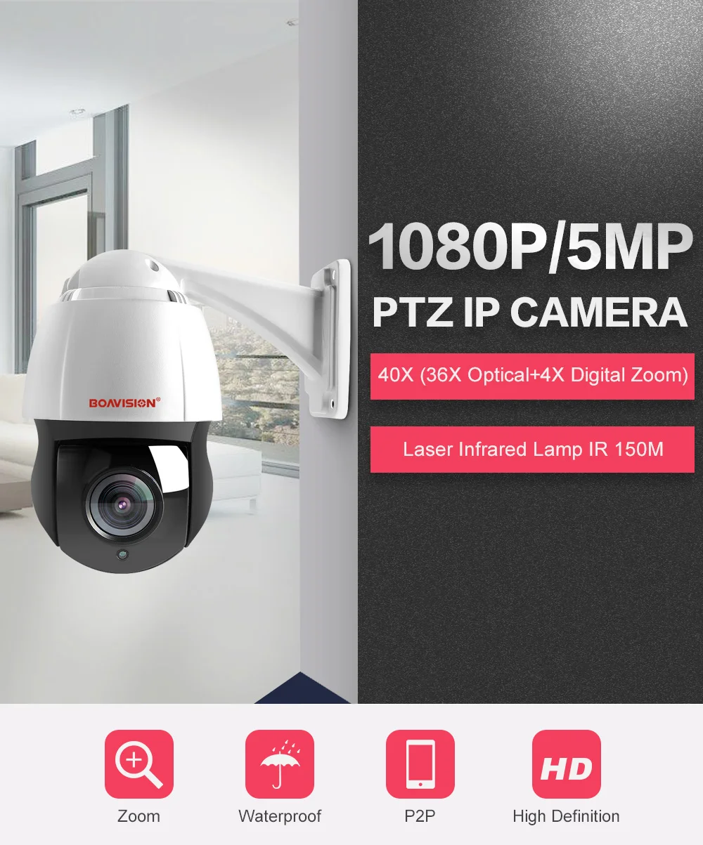 1080P 5MP PTZ купольная IP камера 40X зум Открытый Onvif 25fps в ...