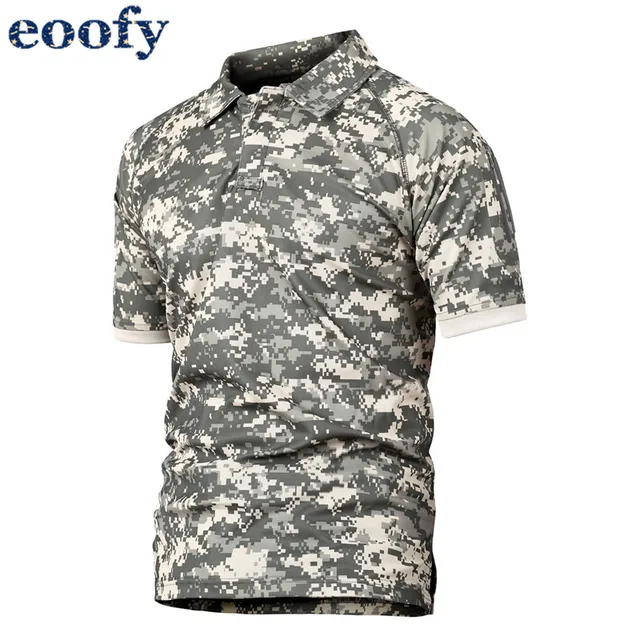Male Military Camouflage Summer Polo Shirt Men Casual Breathabletactical Polo Shirts Slim Quick