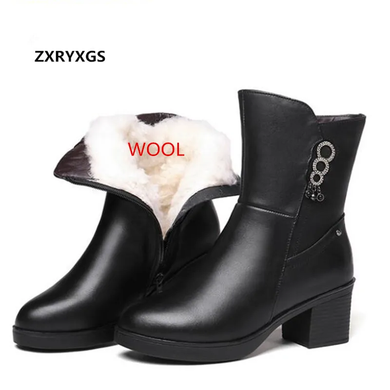 Botas de piel de vaca Natural de 100% botas de mujer botas de invierno ...