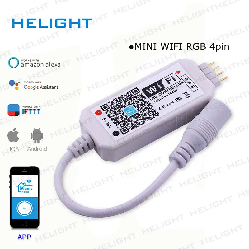 DC12-28V MINI WIFI RGB/RGBW Music Strip Controller Alexa Google Home ...
