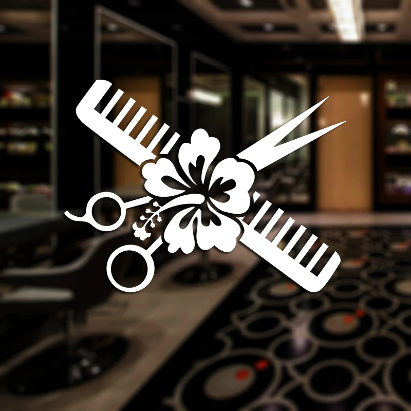 Barber Shop Sticker Name Scissors Hair Salon Decal Neutral Haircut ...
