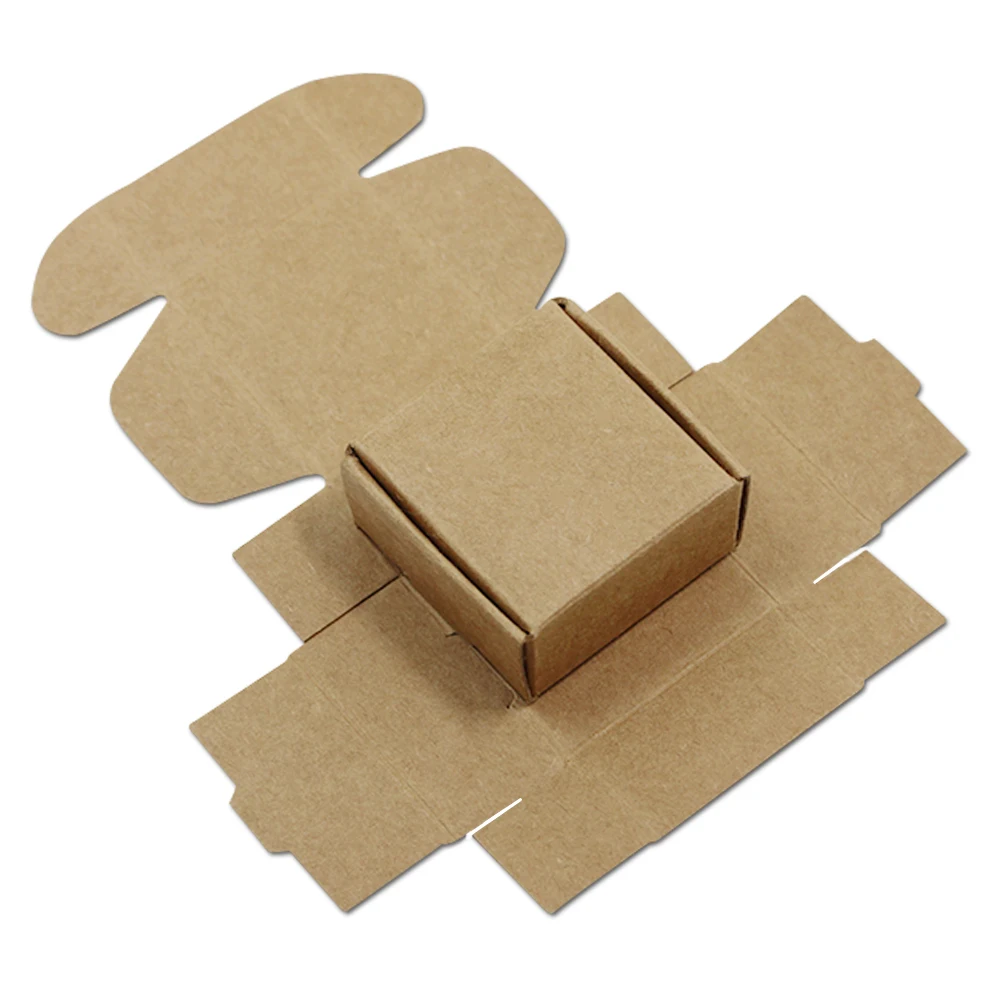 Mini Cardboard Paper Box Party Gifts Wrapper Case Natural Kraft Paper ...