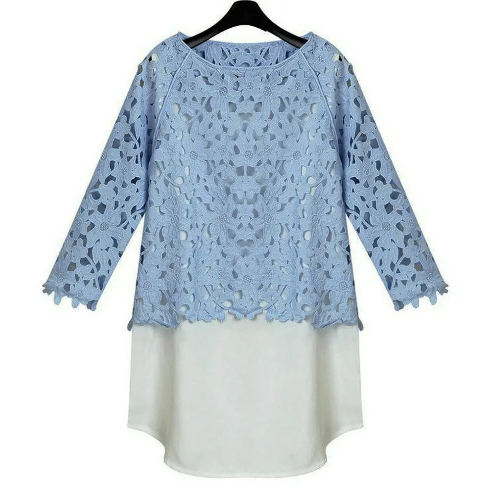 women lace blouse Pure cotton lace hook flower bud silk chiffon unlined ...